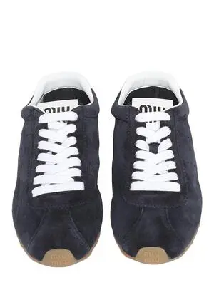 Miu Miu Plume Suede Sneakers Blue