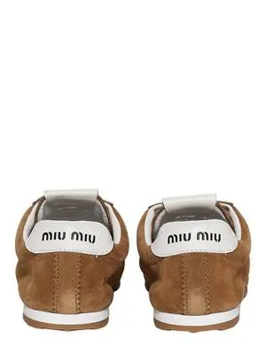 Miu Miu Plume Suede Sneakers Brown