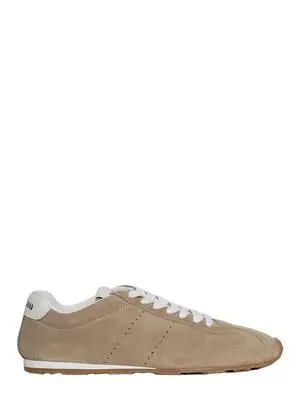 Miu Miu Plume Suede Sneakers Tan