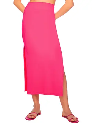 Susana Monaco Side Slit Skirt Shocking Pink