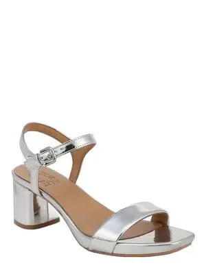Naturalizer Naturalizer Izzy Ankle Strap Sandal Silver Faux Leather