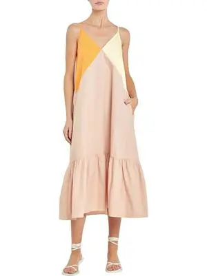 English Factory Colorblock Maxi Dress - Orange Multi