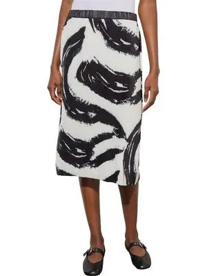 Ming Wang Pattern Ribbed Knit Skirt - Black/white