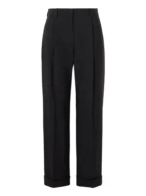 THE ROW Tor Pleated Grain De Poudre Wool Trousers - Gray
