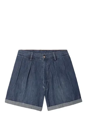 Denimist Blair Pleated Denim Shorts - Blue