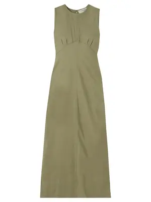 GOLDEN GOOSE Journey Embellished Twill Midi Dress - Army Green