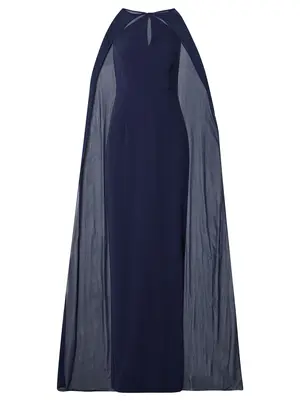 Roland Mouret Cape-effect Crepe Gown - Navy