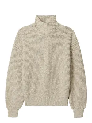 Loro Piana Ribbed Cashmere Turtleneck Sweater - Gray