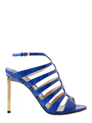 TOM FORD Carine Croc-effect Patent-leather Sandals - Blue