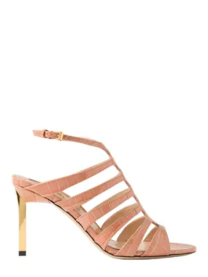 TOM FORD Carine Croc-effect Patent-leather Sandals - Pink