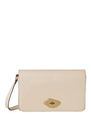 Mulberry Lana High Gloss Leather Wallet On A Strap - Eggshell