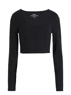 Only Cropped Ribbed Top - Black