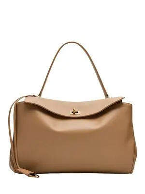Balenciaga Rodeo Medium Leather Top-Handle Bag Latte