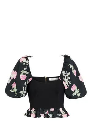 LoveShackFancy Spirit Cropped Top - Black