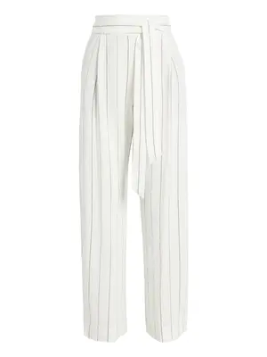 Vince Striped Crepe Wide-leg Pants - Off-white
