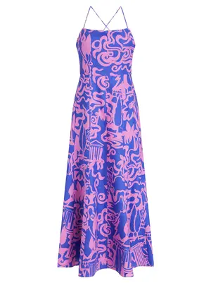 Mara Hoffman Verona Printed Hemp Midi Dress - Cobalt Blue