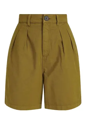 Mara Hoffman Milo Pleated Cotton-twill Shorts - Army Green