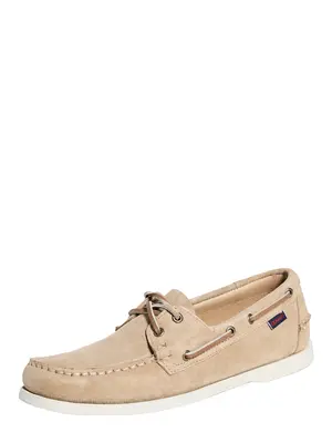 SEBAGO Portland Flesh Out Suede Boat Shoe Beige Camel - Beige Taffy