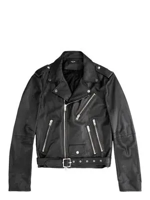 Amiri Perfecto Leather Jacket With Embroidery - Black