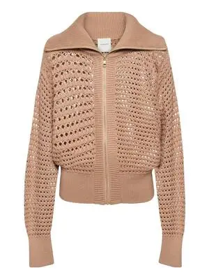 Varley Eloise Open-knit Cotton Zip-up Sweater - Neutrals