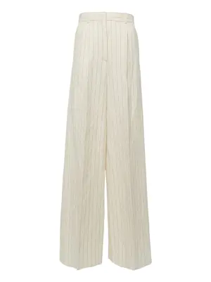 Max Mara Giuliva Pinstripe Wide-leg Pants - White