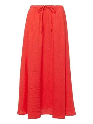 Velvet By Graham & Spencer Bailey Linen Maxi Skirt - Red