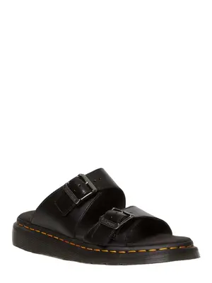 Dr. Martens Josef Analine Leather Buckle Slides - Black