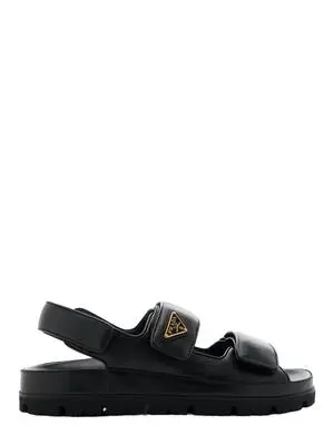 Prada Leather Lug Sole Sandals - Black