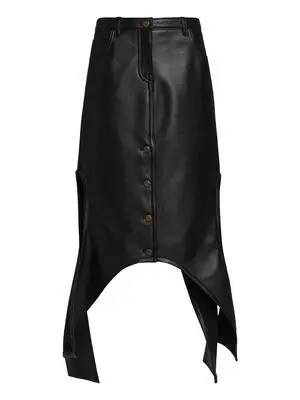 COURREGES Asymmetric Leather Midi Skirt - Black