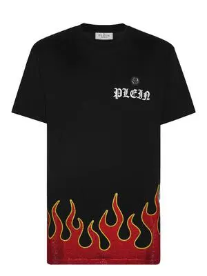 Philipp Plein Flame-print Cotton T-shirt - Black