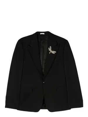 Alexander McQueen Embroidered-motif Single-breasted Blazer - Black