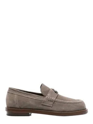 Alexander McQueen Seal-plaque Suede Loafers - Neutrals
