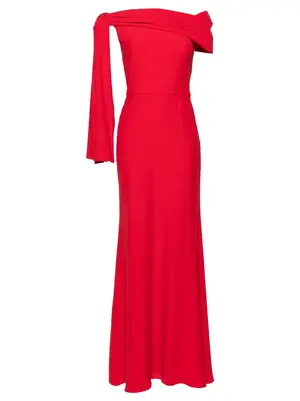 Alexander McQueen Draped Off-shoulder Gown - Red