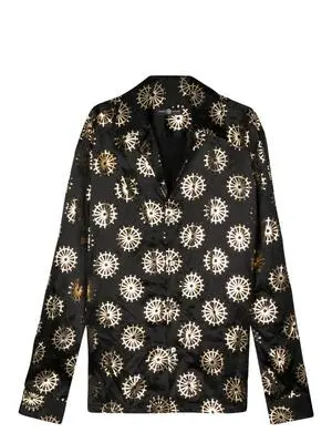 EDWARD CRUTCHLEY Metallic-print Silk Shirt - Black