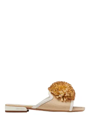 JIMMY CHOO Nako Pompom Mules - Neutrals
