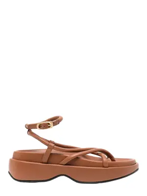 REIKE NEN Gaji Leather Platform Sandals - Brown