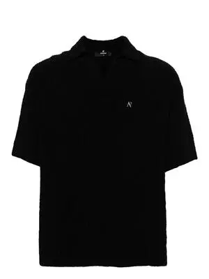 REPRESENT Bouclé Knit Polo Shirt - Black