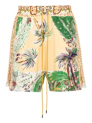 Rhude Palmina Silk Shorts - Yellow