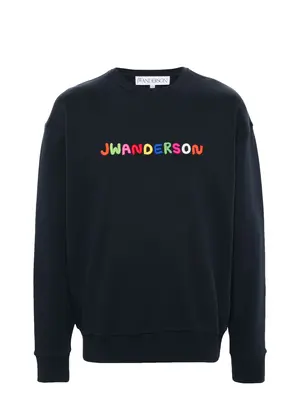 JW Anderson Logo-embroidered Cotton Sweatshirt - Blue