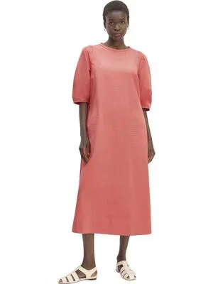 Everlane Short-Sleeve Puff Midi Dress Coral
