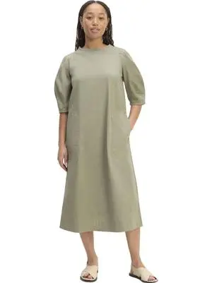 Everlane Short-sleeve Puff Midi Dress - Sage Green
