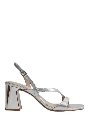 REISS Alice Square Toe High Heel Sandals Silver