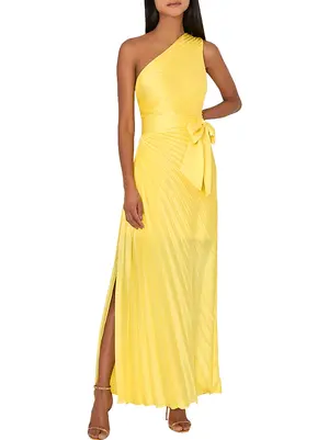 MILLY Estelle One Shoulder Pleated Gown