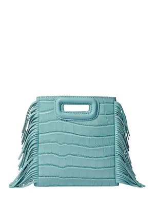 Maje Maje M Fringe Leather Mini Bag Turquoise