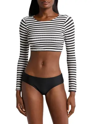 Solid & Striped The Rashguard Swim Top - Blackout X Marshmallow