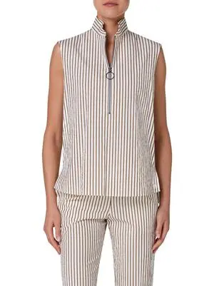Akris Stripe Half-zip Top - Cream-sun-black
