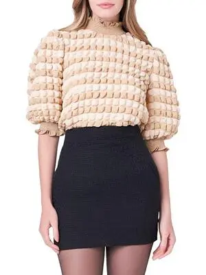 English Factory English Factory Textured Mock Neck Top Beige Combo