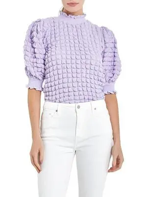English Factory English Factory Textured Mock Neck Top Lavender