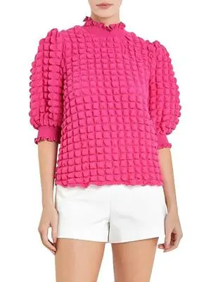 English Factory English Factory Textured Mock Neck Top Pink
