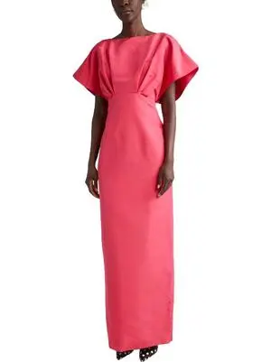 Carolina Herrera Carolina Herrera Fan Bodice Silk Faille Gown Azalea